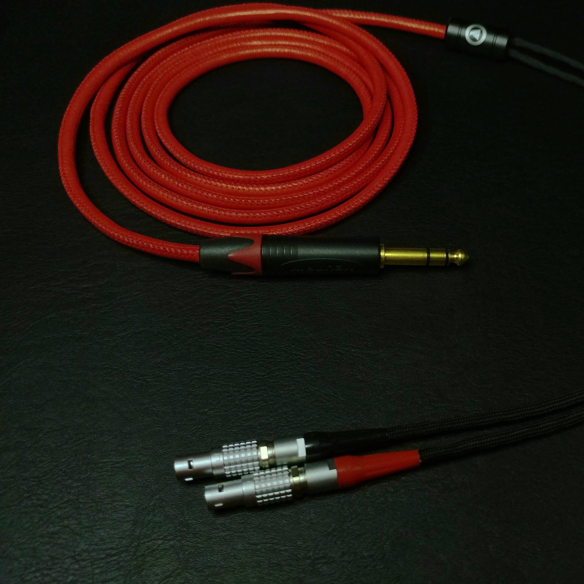 Focal, HiFiMAN, Sony - Dual 3.5mm Custom Headphone Cable | Red Leather ...